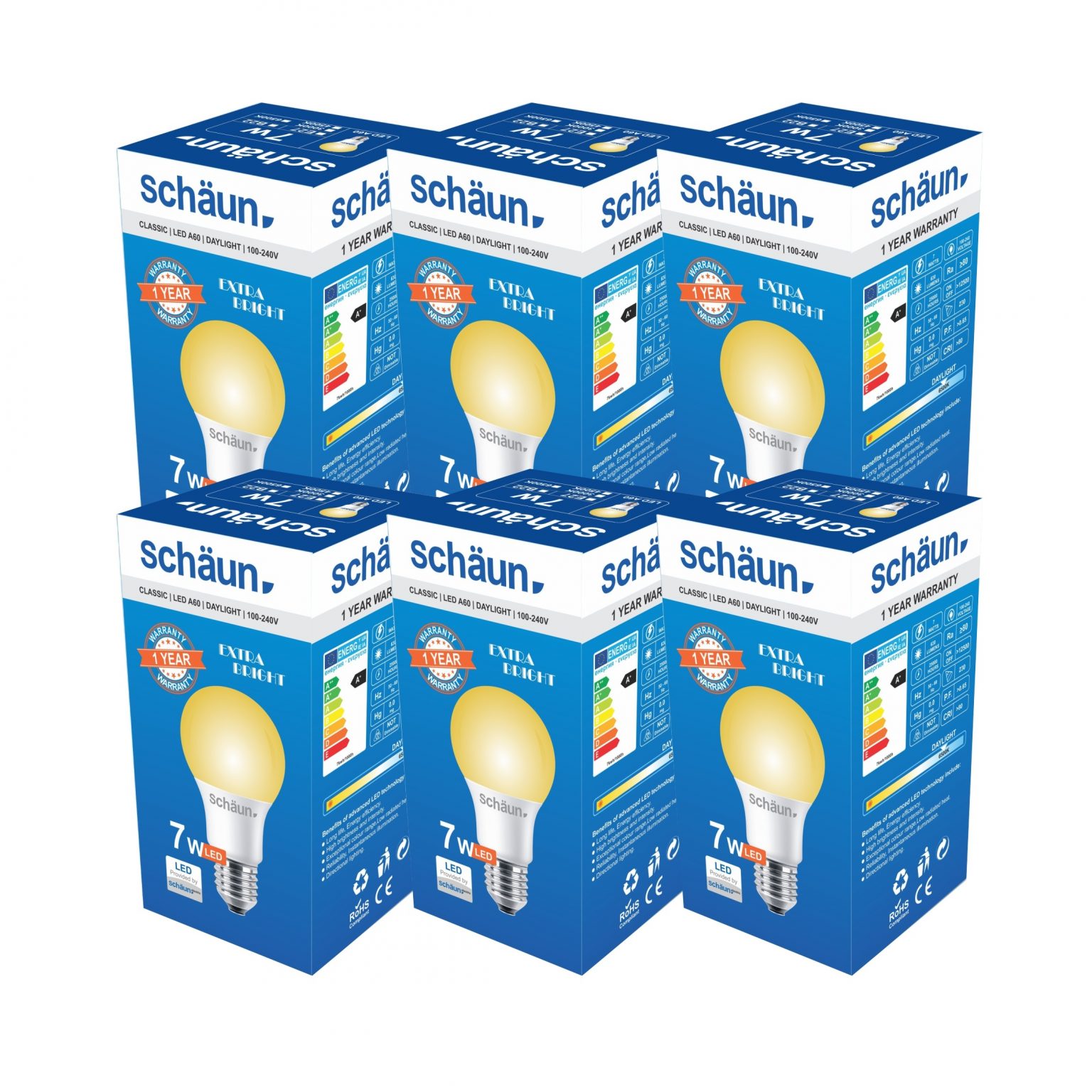 7 Watt LED Bulb (Pack of 6) | Schaun Electric